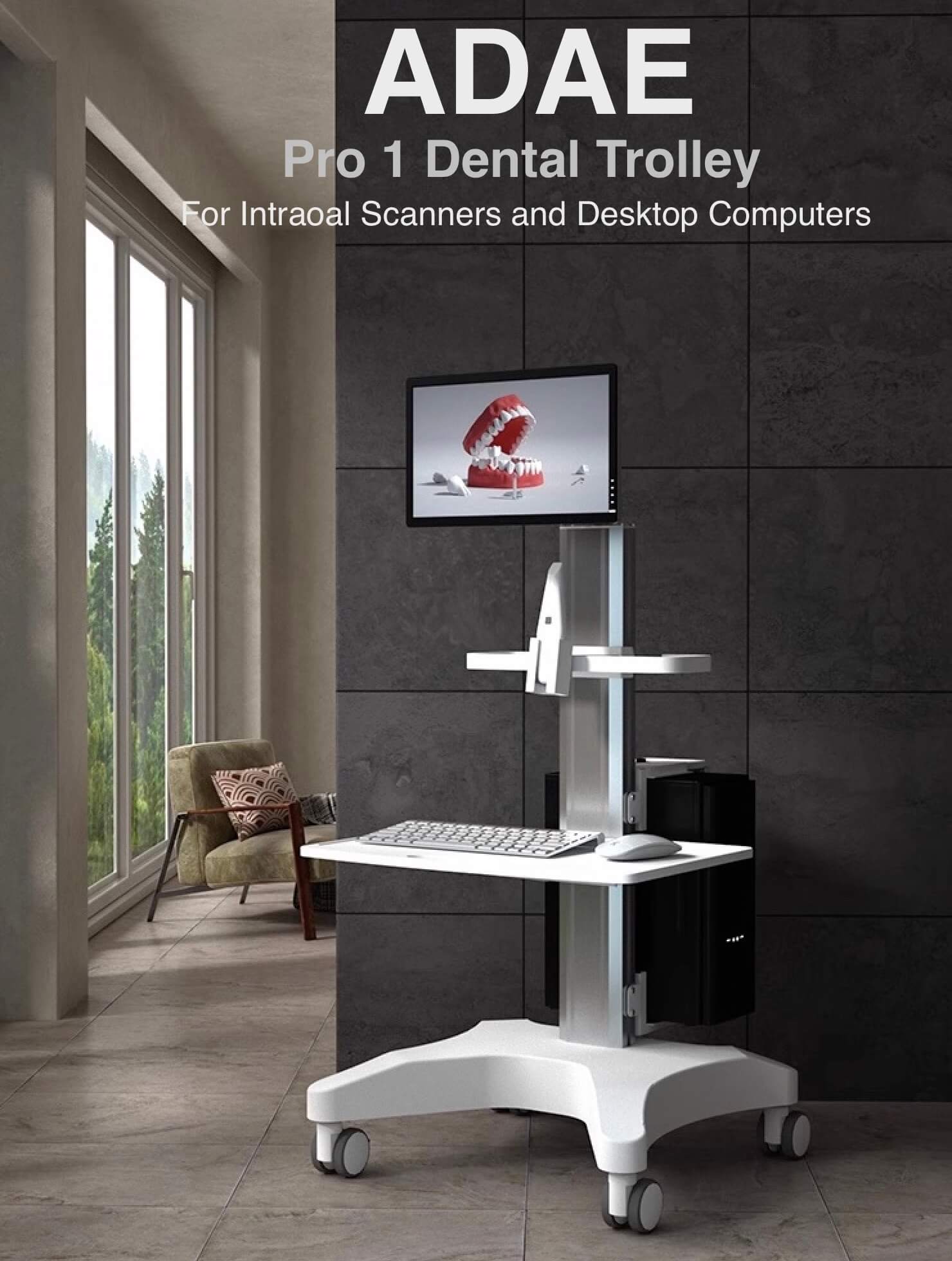 ADAE Pro 1 dental trolley for intraoral scanners and desktop computers ...